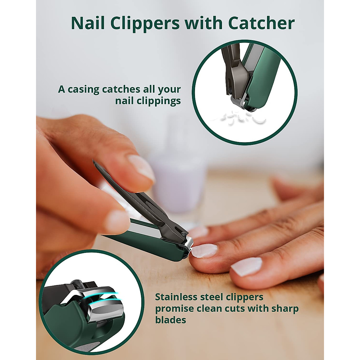 VANWIN Nail Clipper Set 2 Pack, Heavy Duty Toenail Clippers for Thick Toenails and Sturdy Finger Nail Clippers with Catcher, Ultra Sharp Stainless Steel Nail Cutter Nail Clippers for Men Women Adult