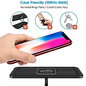 Wireless Charger,POLMXS Wireless car Charger Charging pad 10w Non Slip qi Charger pad Fast Wireless Phone Charger for car Cell phoneWireless Charging mat galaxy21/20 Note10 S9S10S8 (30cm Cable)(C2Y)