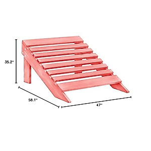 Tidyard 2-Seater Patio Adirondack Chair&Ottoman Fir Wood Pink Outdoor Fire Pit Chair Wooden Garden Armchair for Porch Pool Lawn Deck Backyard Balcony Outdoor