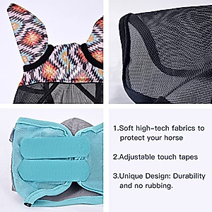 HUIRHUIR Horse Fly Mask Long Nose with Ears UV Protection for Detachable Nose Flap Horse-Navy Blue(XL, Extra Full)