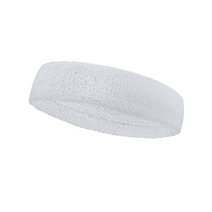 COUVER HB206 Long Terry Cloth Sports Head Sweatband for Large Head, 1 PC, White