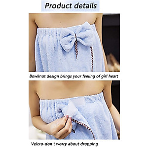GOSCHE Bath Wrap Towels for Women - Adjustable Shower Spa Wrap with Home Hotel Bath Towel Nightgown for Sauna Beach Pool Gym Travel - Blue