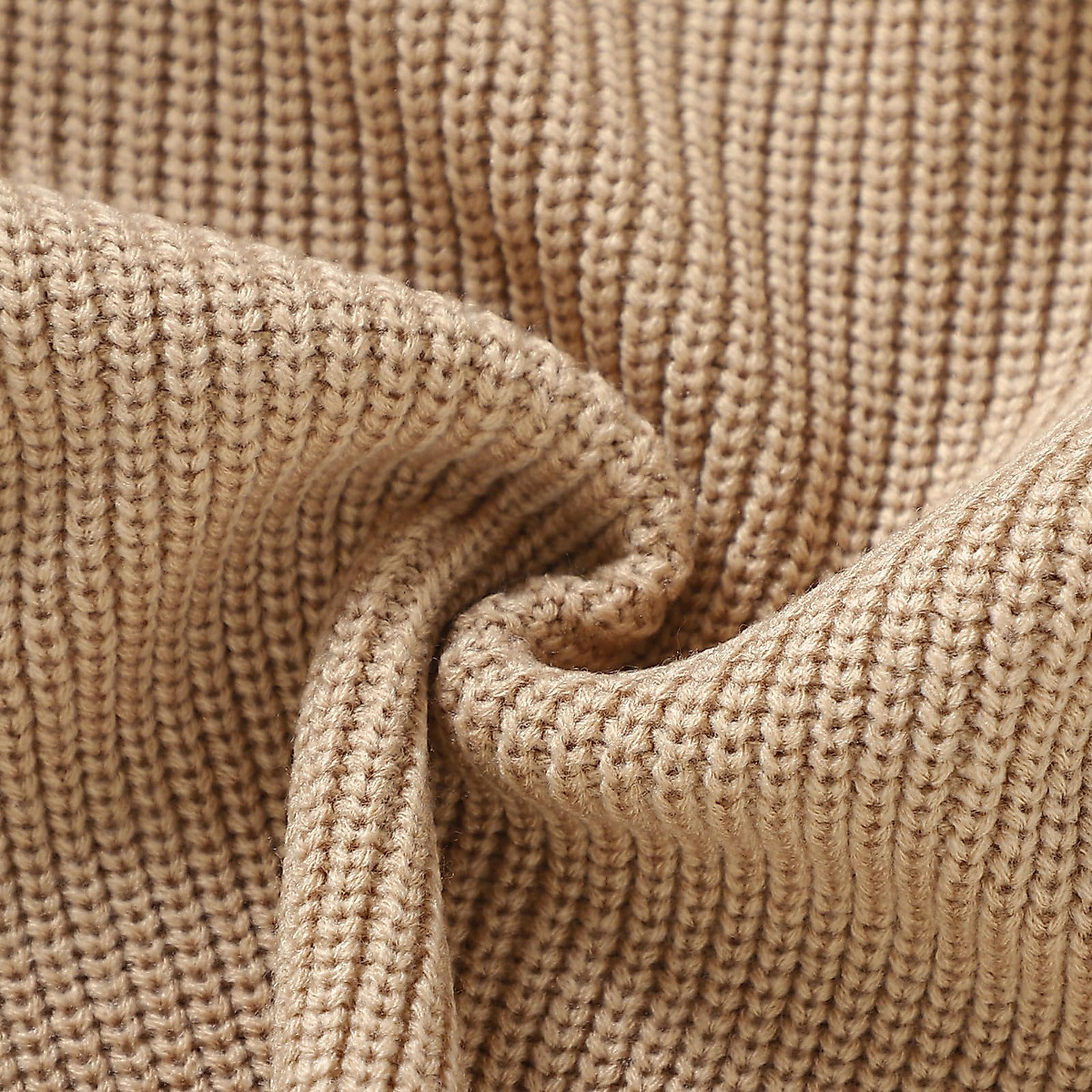 Baby Girl Cable Knit Sweater Long Sleeve Boho Floral Embroidery Oversized Sweatshirt Warm Fall Winter Clothes (Khaki-Babe, 6-9 Months)