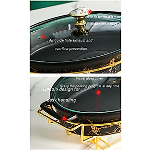 WCCCW Ceramics Chafing Dish Buffet Set, Marble Finish Chafing Dish, Rectangular Chafers for Buffet/Weddings/Parties/Banquets/Catering Events,Black,B