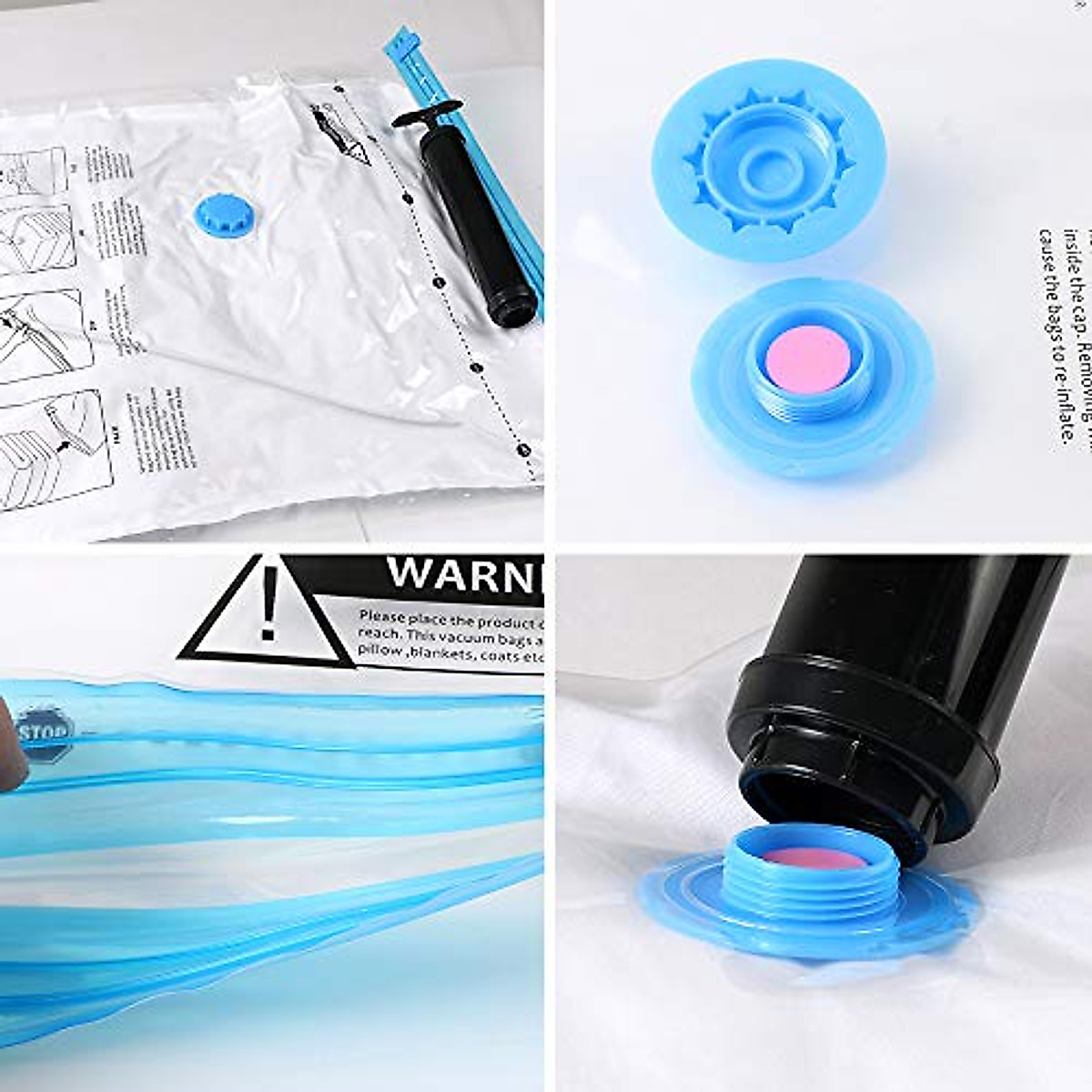 US Home Goods Vacuum Storage Compression Seal Bags, Space Saver for Clothes, Bedding, Blanket, Comforter with Hand-Pump for Travel, Clear, 6 Pack: 2xSmall, 2xMiddle, 2xLarge