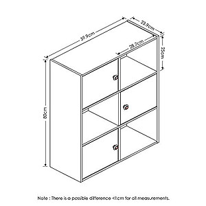 Furinno Pasir 3 Tier Shelf with 3 Door/Round Handle, Steam Beech