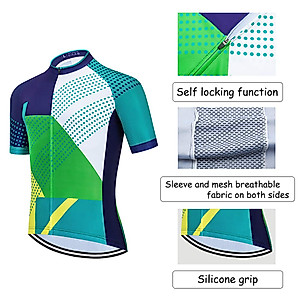 Men's Cycling Bike Jerseys Short Sleeve with 3 Rear Pockets- Moisture Wicking, Full Zipper Biking Shirt, Quick Dry, Breathable Mountain Bike Shirt (0507,XL)