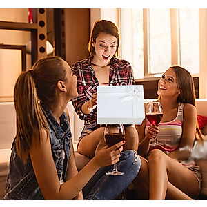 MYGOGOART Large White Gift Box 13 x 10 x 5 Inches with Lid, Ribbon Bow, Shredded Raffia Paper Fill, Greeting Card and Envelope for Wedding Birthday Valentines Bridal Gifts (1 pack, White)