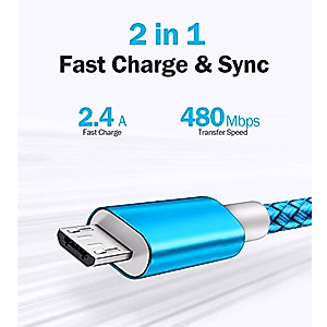 2pack 3.5ft Micro USB Cable Android Fast Charger Power Cord for Samsung S7/S6, Note 5/4, Galaxy J7 J3, Tablet Tab 3 4 S2 A 10.1 9.7 8.0 7.0 S 10.5 E 9.6 Pro Kids Lite Nook, Kindle Tablets Fire Hd Hdx