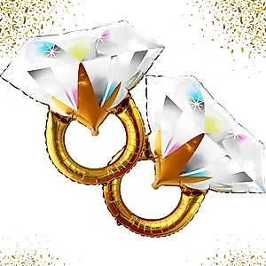KatchOn, Cute Diamond Ring Balloon - 26 Inch, 2 Piece | Bachelorette Party Decorations | Ring Balloons Bachelorette, Engagement Party Decorations | Engagement Ring Balloon, Bridal Shower Decorations