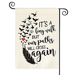 AVOIN colorlife Feather Wings Memorial Garden Flag 12x18 Inch Double Sided Outside, Never Forgotten Memorial Day Gravesite Saying Yard Outdoor Decoration