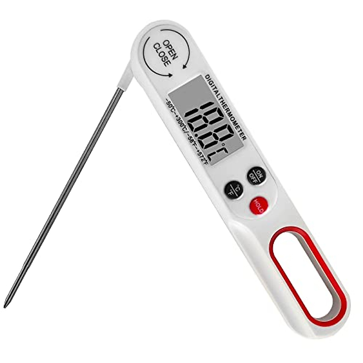 Wotermly Digital Kitchen Meat Thermometer with Backlight LCD and Foldable Long Probe, Instant Read Food Cooking Thermometer Use for Grill,Liquid, BBQ, Baking and Candy