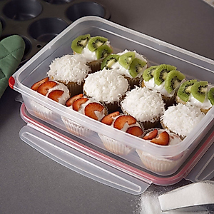 Sterilite Ultra-Seal 16 Cup Rectangle, Airtight Food Storage Container, Latching Lid, Microwave and Dishwasher Safe, Clear With Blue Gasket, 1-Pack