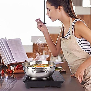 Duxtop 1800W Portable Induction Cooktop, Countertop Burner Included 5.7 Quarts Professional Stainless Steel Cooking Pot with Lid, Heavy Impact-bonded Bottom
