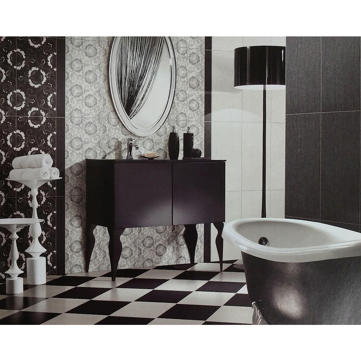 8x8 Subway Square Porcelain Floor Wall Tile Matte Finish for Backsplash Kitchen, Accent Decor, Bathroom Shower Tile (Black, Box of 30 Pieces (12.7 sq.ft))