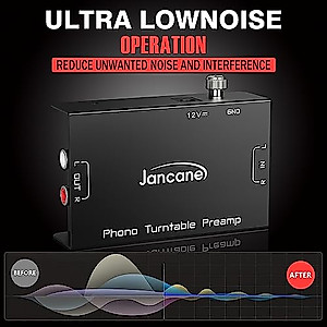 Phono Turntable Preamp, Phonograph Preamplifier with RCA Input, RCA/TRS Output, Phono Preamp for Turntable Record Play with 12 Volt DC Adapter