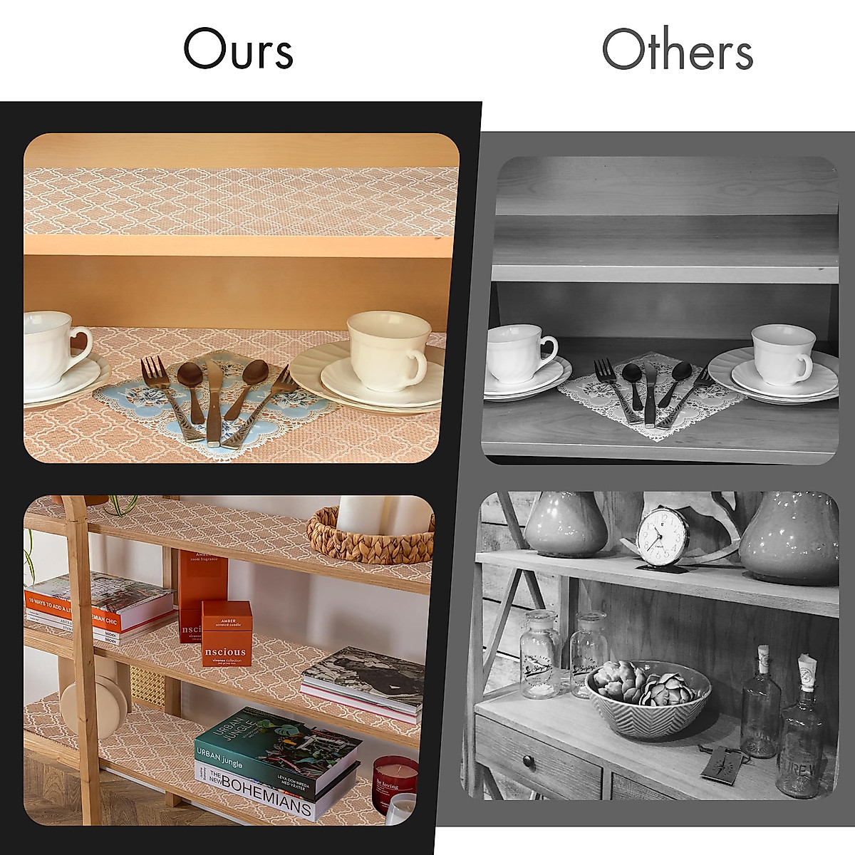 Cooyes Shelf Liner –– Non-Slip Shelf Liners for Kitchen Cabinets – Waterproof Cabinet Liner with Modern Pattern – Durable EVA Washable Refrigerator Drawers Mat for Shelves, Pantry(17.7" x 78.7")