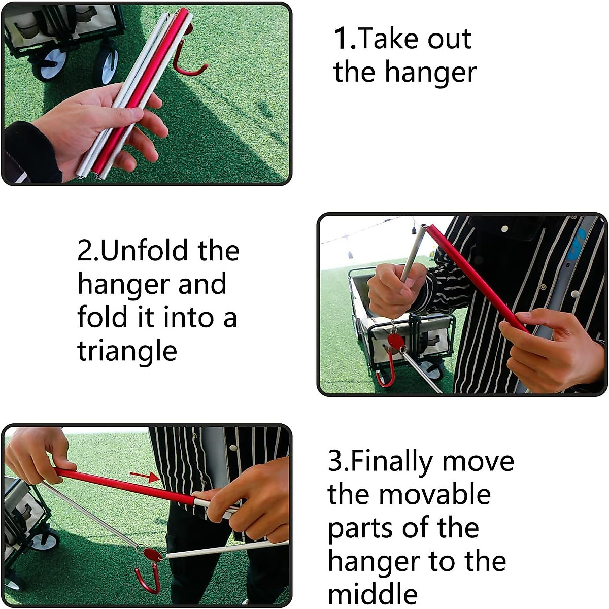 BETTERALL Foldable Hangers for Travel 3 Pack, Travel Hangers Foldable for Suitcase, Light Folding Hangers, Foldable Coat Hanger, Portable Hangers, for Business Trip, Caravan, Hotel, Red