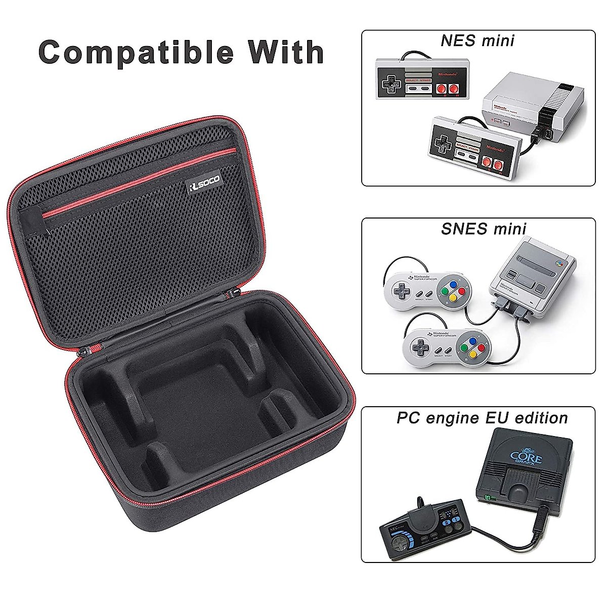 RLSOCO Carrying Case for Nintendo Entertainment System NES Classic Edition/Super NES Classic Mini, Protective Storage Case for Console and Controller（Case Only）