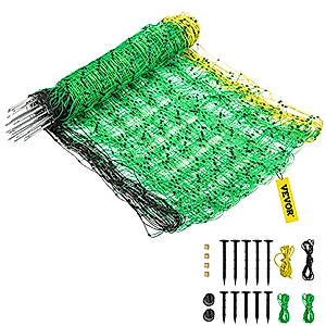 VEVOR Electric Fence Netting, 35.4" H x 164' L, PE Net Fencing with 14 Posts Double Spiked, Utility Portable Mesh for Goats, Sheep, Lambs, Deer, Hogs, Dogs, Used in Backyards, Farms and Ranches, Green