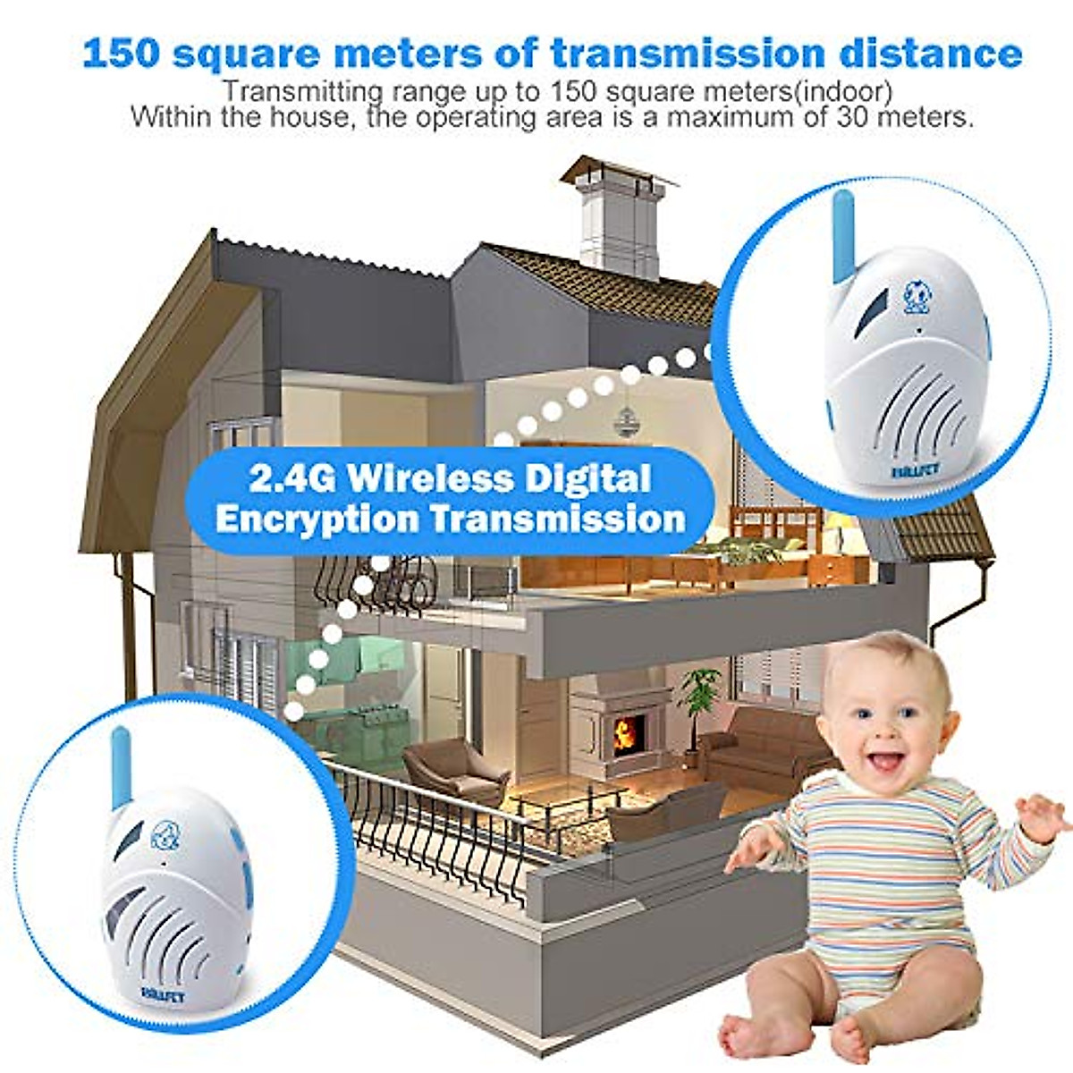Audio Baby Monitor Intercom walkie-Talkie Two-Way Portable USB Charging
