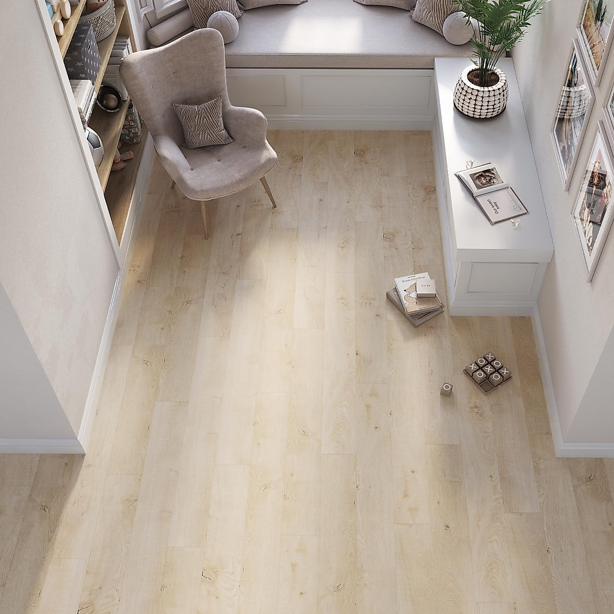 Lucida Surfaces Luxury Vinyl Flooring | Interlocking Flooring for DIY Installation | 10 Wood-Look Planks | CliCore | 24.5 Sq. Feet (10, NaturalOak, 10 Planks)