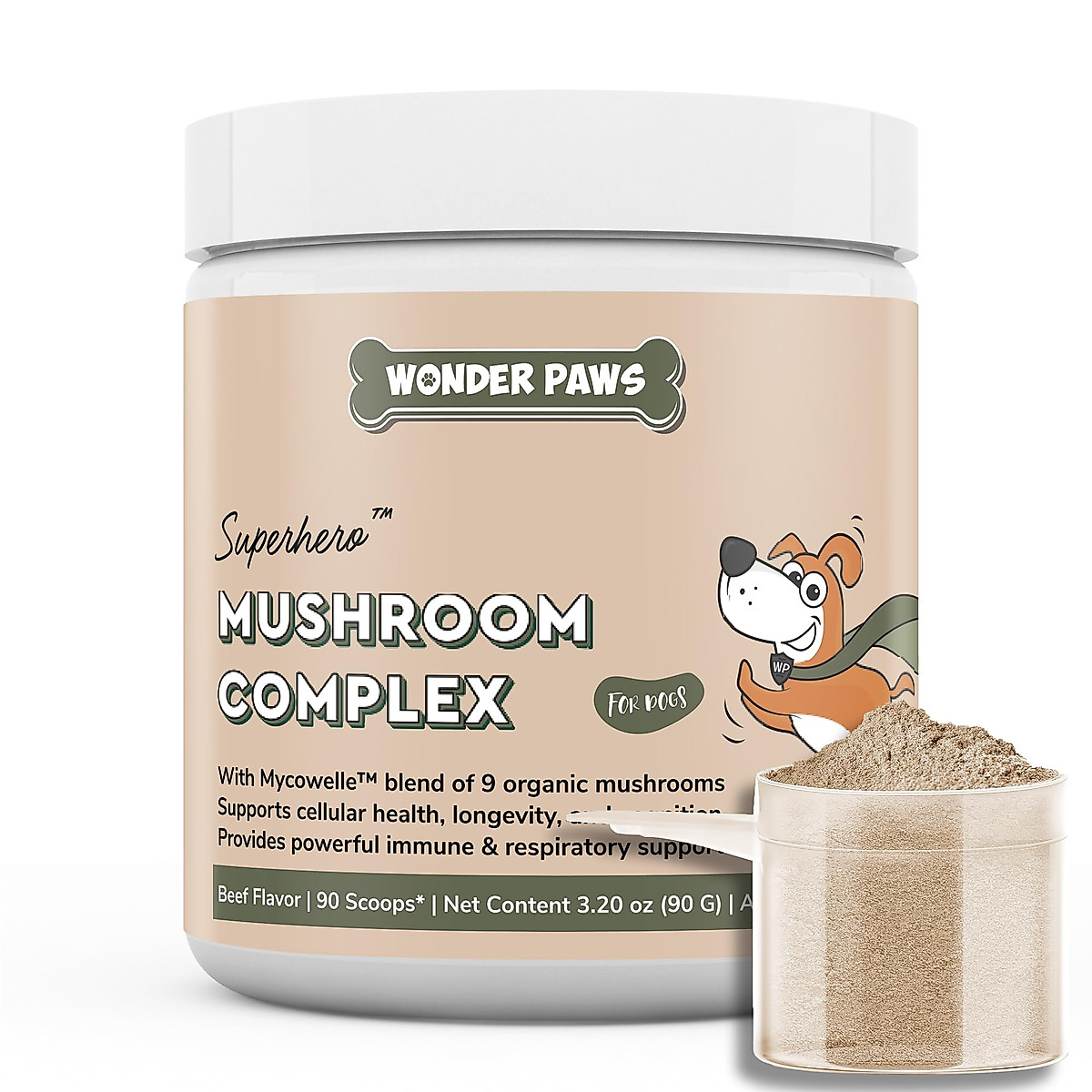 Grass-Fed Colostrum Powder Plus Mushroom Complex Powder - for Dog’s Immune Health, Skin and Allergy Relief and Vitality – Colostrum 90 Scoops - Mushroom Complex 90 Scoops