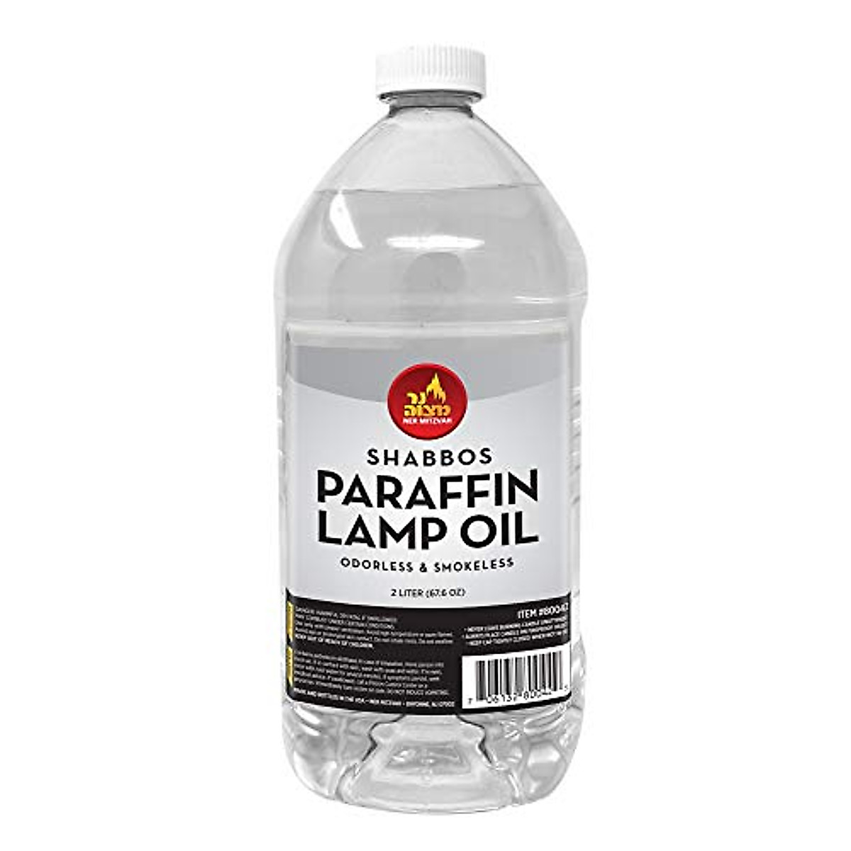 Ner Mitzvah Paraffin Lamp Oil - Clear Smokeless, Odorless, Clean Burning Fuel for Indoor and Outdoor Use - 2 Liter (67.6 oz)