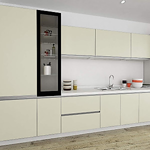 Livelynine Solid Beige Wall Paper for Walls Contact Paper Self Adhesive Wallpaper Peel and Stick Countertops Furniture Adhesive Shelf Liners for Kitchen Cabinets Removable Waterproof 15.8"x78.8"Roll