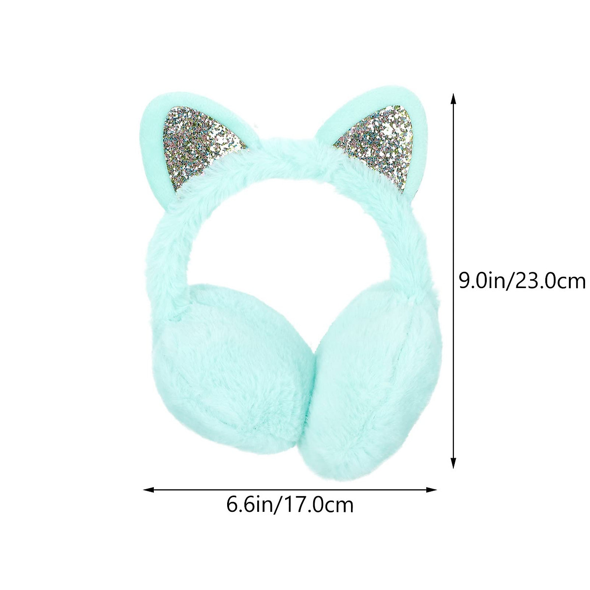 BESPORTBLE Plush Winter Earmuff Adorable Cat Ear Earmuff Furry Ear Warmer for Girls and Women for Indoor Outdoor (Mint Green)