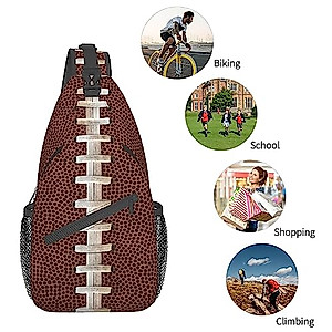 DIRNXUWI Football Sling Bag Crossbody Backpack For Women Men Chest Bag Hiking Bag For Camping Biking Travel Hiking Cycling