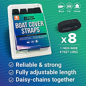 Boat Cover Straps Adjustable Buckle Straps 8 Pack Strap Buckles Boat Buckle Nylon Straps with Buckle 1" x 96" Utility Straps with Quick Release Buckle