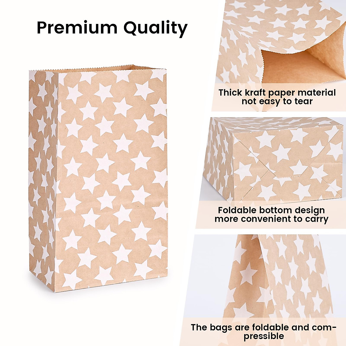 HONEYGIFTS 72PCS Paper Lunch Bags, 4.7" x 3.1" x 8.7" Small Paper Bags Bulk, Brown Lunch Bags For Kids, Treat Bags Goodie Bags For Birthday Party Wedding