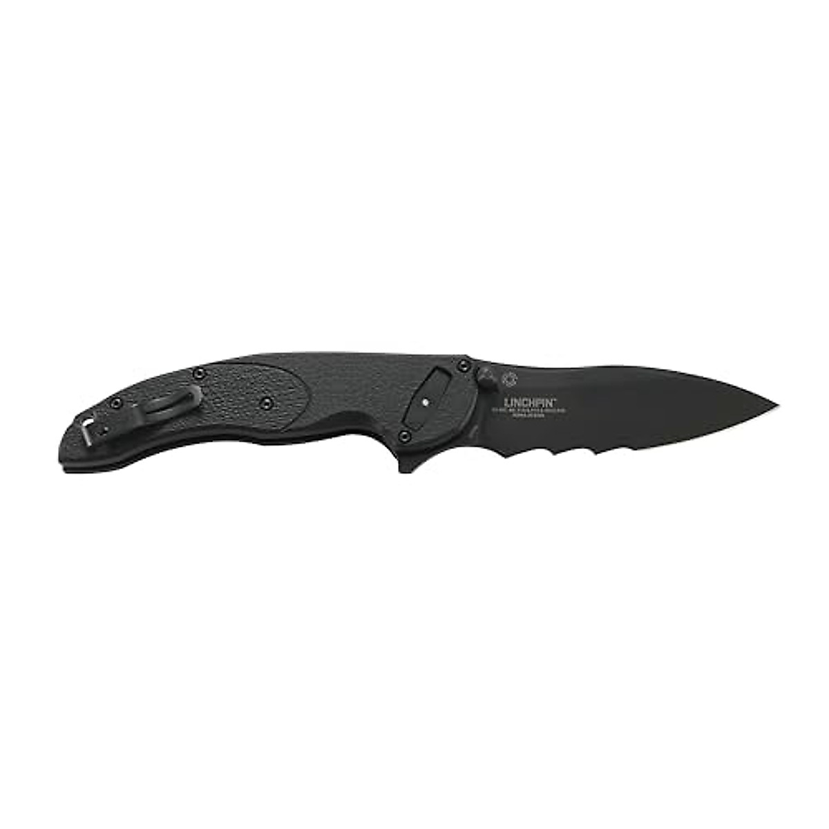 CRKT Linchpin EDC Folding Pocket Knife: Heavy Duty Everyday Carry, Black Blade with Veff Serrations, Flipper, Deadbolt Lock, Ball Bearing Pivot, GRN Handle, Pocket Clip 5406K