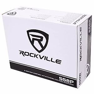 Rockville SS8P 400w 8" Slim Under-Seat Active Powered Car/Truck Subwoofer Sub,Black