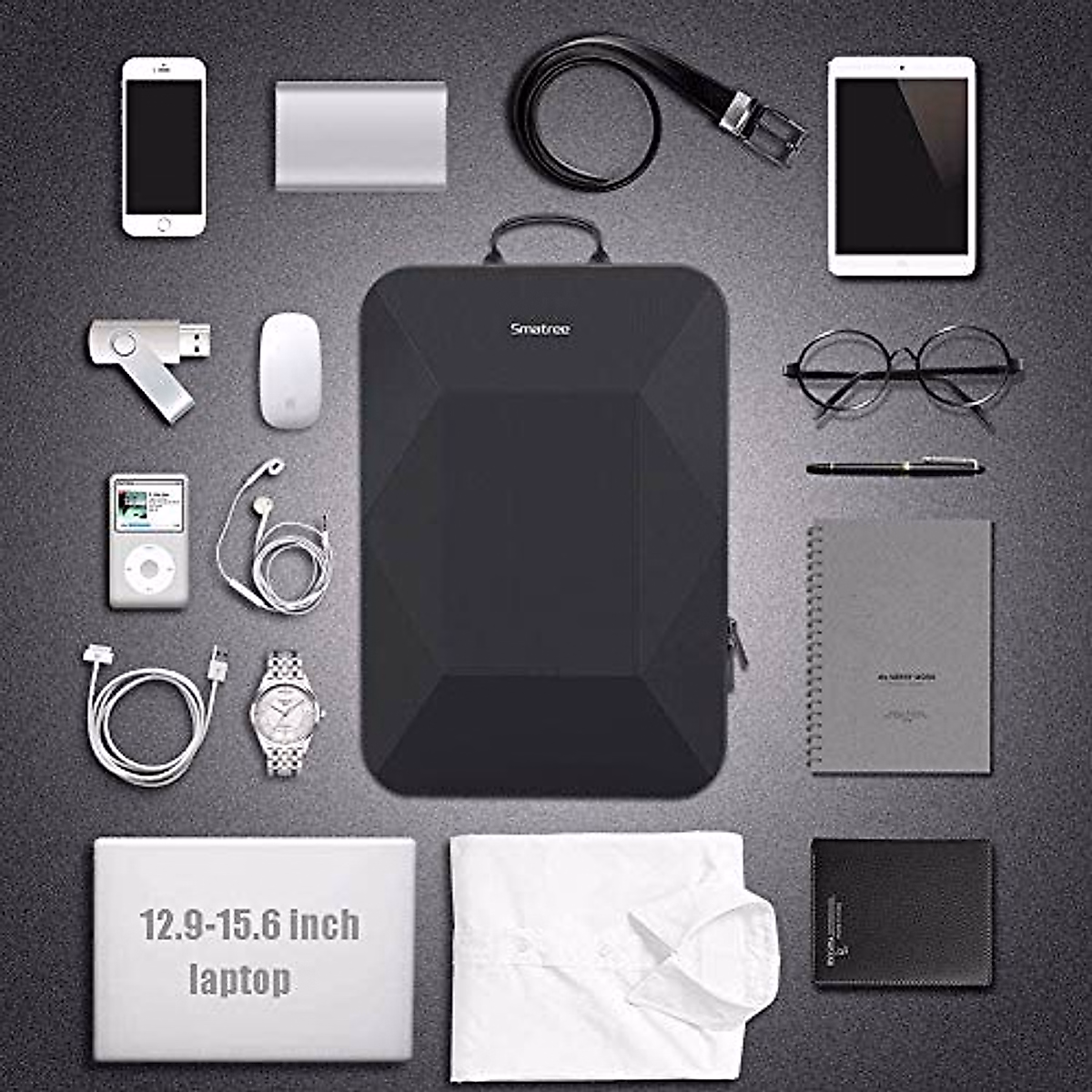 Smatree 15.6-16 inch Laptop Backpack, Hard Waterproof Daypack for Up To 16 inch Macbook Pro 2021, HP Pavilion 15, Acer 15.6 Gaming Laptop,Black