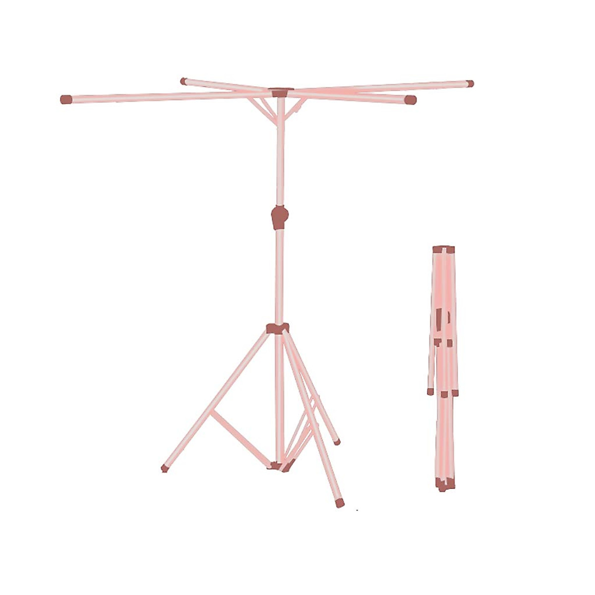 LXLTL Airer-Stainless Steel Clothes Airer,Landing Folding Indoor and Outdoor Retractable Household Balcony Quilt Clothes Pole Can Bear 80kg,Pink