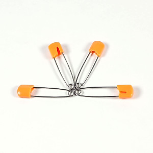 OsoCozy Cloth Diaper Nappy Pins 100 Packs - 100 Stainless Steel Safety Pins with Locking Plastic Heads. Durable, Safe and Cute 2.2 Inches Long (Orange)