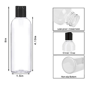 YICTEK 3.4 Oz Clear Empty Travel Bottles with Disc Cap 6 Pcs, 100ml TSA Transparent Plastic Travel Size Bottles and Refillable Travel Containers for Shampoo and Lotion