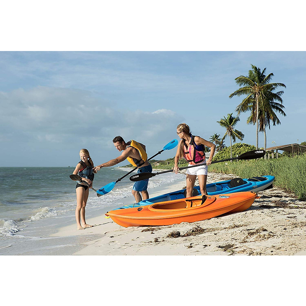 Pelican Poseidon Paddle 89 in - Aluminum Shaft with Reinforced Fiberglass Blades - Lightweight, Adjustable Kayaks Paddles - Perfect for Kayaking Boating & Kayak Fishing (Blue, 2020 Model)