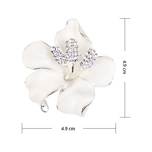 Merdia Brooch Pin for Women Flowers Brooch with Created Crystal | Elegant Brooches and Pins for women | Pearl Brooches for women with Flower Pins | Designer Brooch Collar Pins for women,White 29.8g