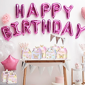 Nezyo 24 Pcs Butterfly Party Favor Treat Boxes, Pink and Purple Butterfly Floral Goodie Gable Candy Box Paper Gift Box for Birthday Party Supplies Baby Shower Wedding Party (Vivid Style, 24 Pcs)