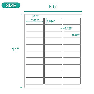 MFLABEL Address Labels, 1" x2-5/8 Mailing Labels, 30-UP White Shipping Labels for Inkjet or Laser Printer, 750 Sticker Labels (25 Sheets), 30 Labels per Sheet