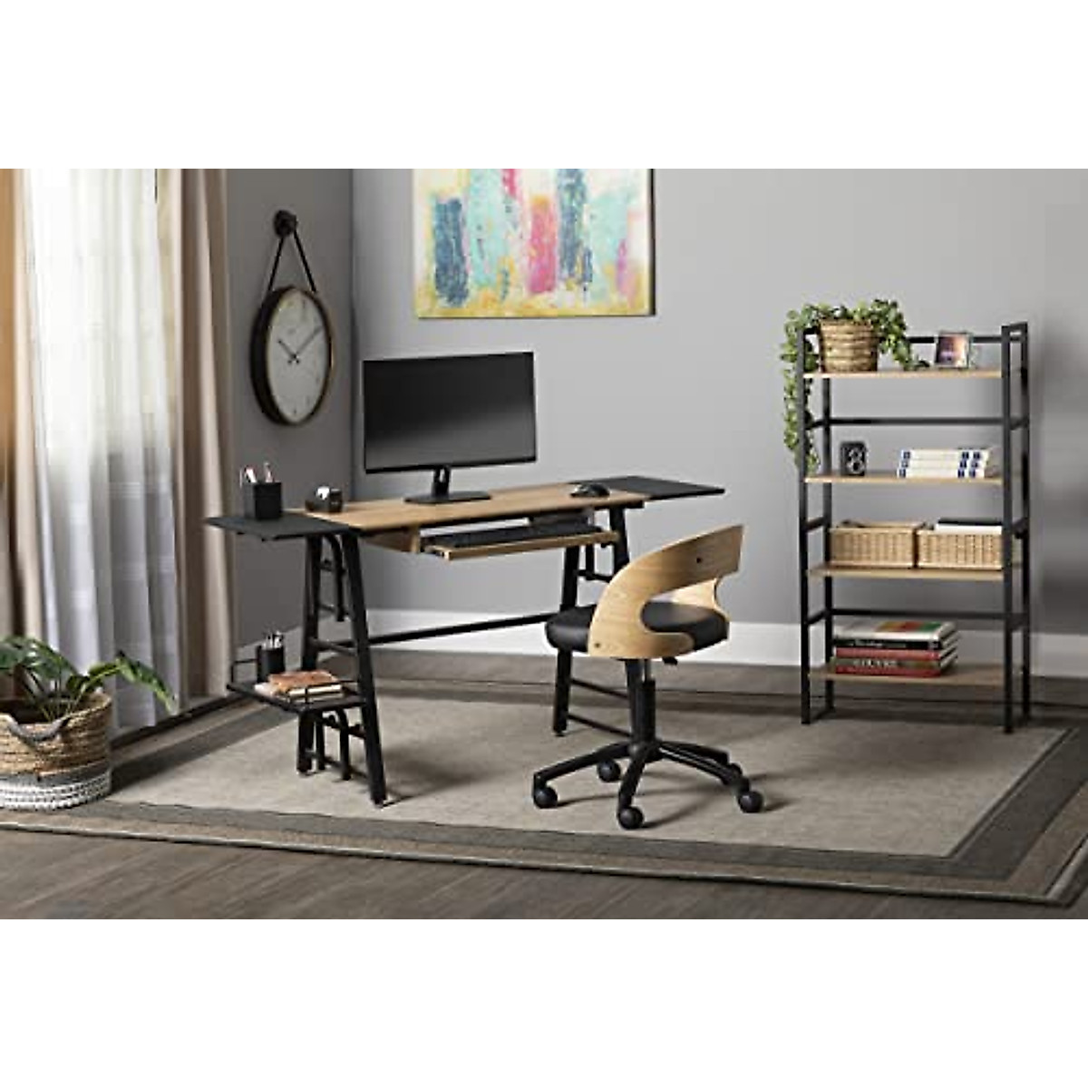 Calico Designs Convertible Art Drawing/Computer Desk for Kids in Ashwood/Graphite 51240