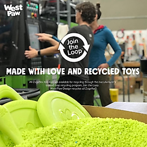 WEST PAW Zogoflex Tizzi Treat Dispensing Dog Toy – Interactive Play Toy for Dogs, Puppies – Floatable, High-Flying Toys for Fetch, Catch, Tug of War, Recyclable, Dishwasher Safe, Large, Granny Smith