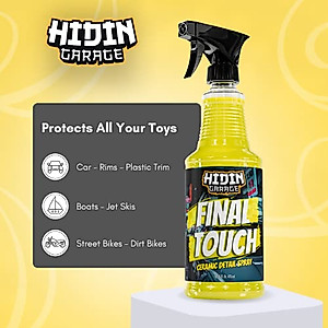 Hidin Garage Ceramic Coating – Premium Final Seal Setting Spray for Cars Wax Enhanced Protection and Deep Gloss Shine Ready to Use Wet Dry Application 16fl. oz (HG-0001-1)