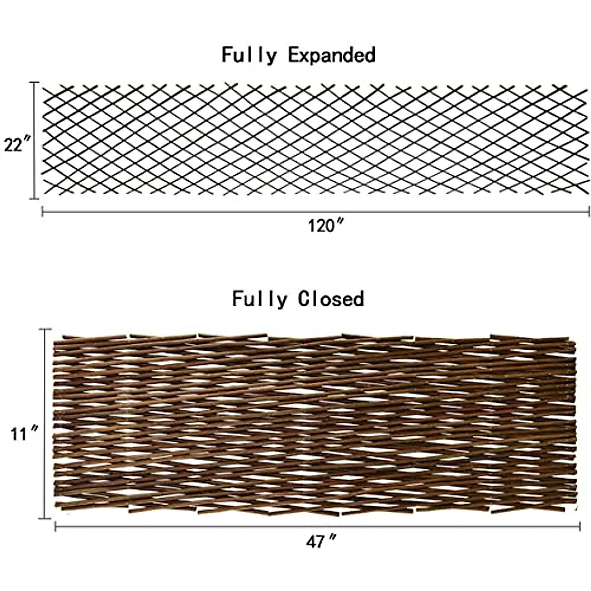 Helprise Expandable Willow Lattice Fence Panel Plant Support Garden Trellis Willow Trellis Fence for Climbing Plants Vine Ivy Rose Cucumbers Clematis Outdoors Garden Yard ,36X92 Inch(2PC)