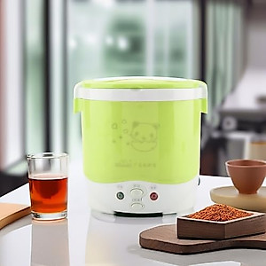 Fdit Rice Cooker, 12V 100W 1L Electric Portable Multifunctional Rice Cooker Suitable for Car Food Steamer (Green)