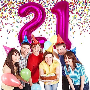 40inch hot Pink 21th Helium Foil Number 21 Balloons large Figures Inflatable Balls 12th Girls Daughter Birthday Party Ballloon Wedding Anniversary Events Decoration Party Supplies Large globos