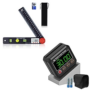 VOLCANOES CLUB Magnetic Digital Angle Finder with 3 in 1 Digital Angle Finder Protractor - Woodworking Tool Set for Carpenters, Plumbers, Building Trades